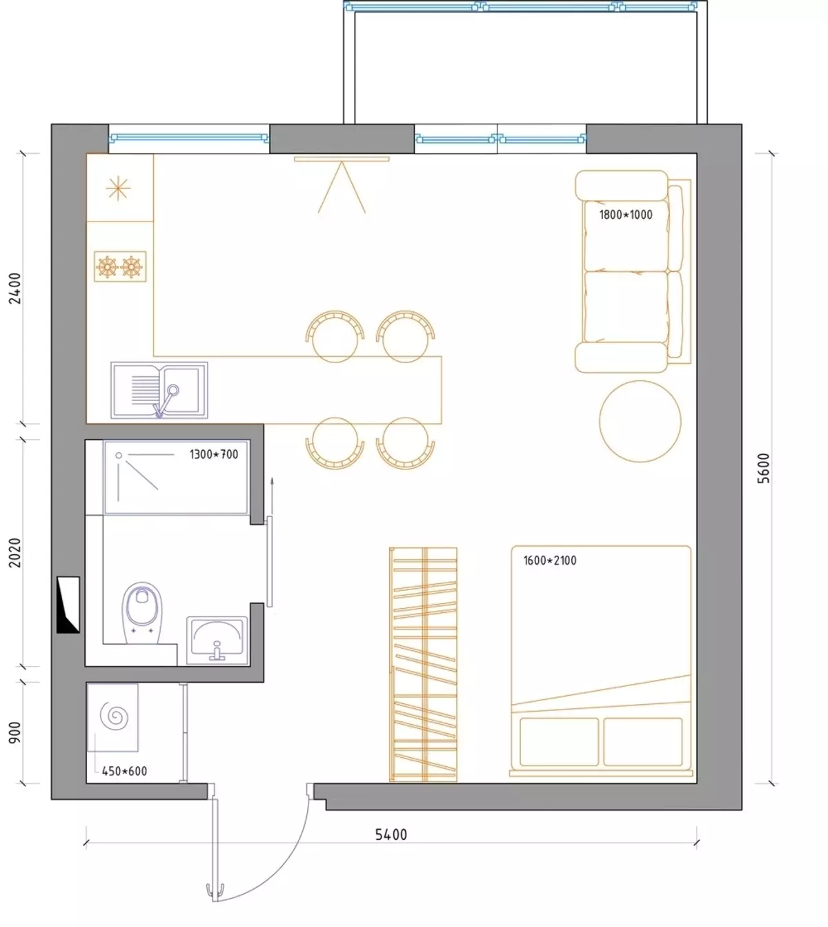 Klein maar baie gesellige woonstel, met 'n oppervlakte van slegs 30 m². 21097_10